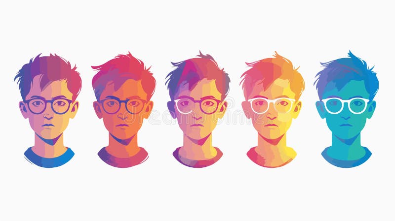 Geek Boy Face Emblem in Various Color Options for Creative Projects ...