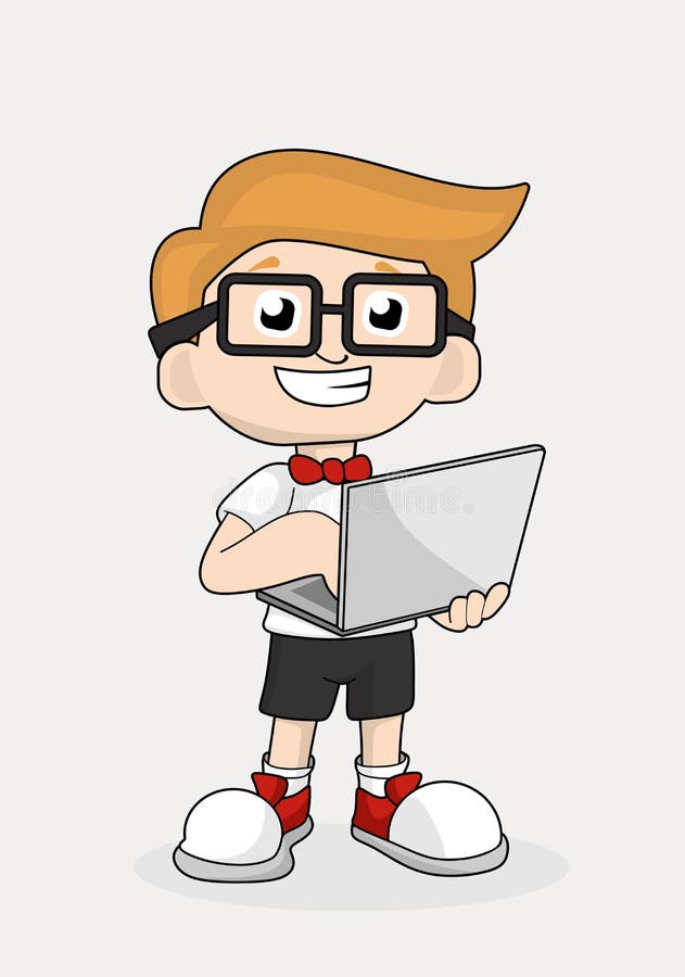 Geek Boy - Laptop stock vector. Illustration of smart - 44146681