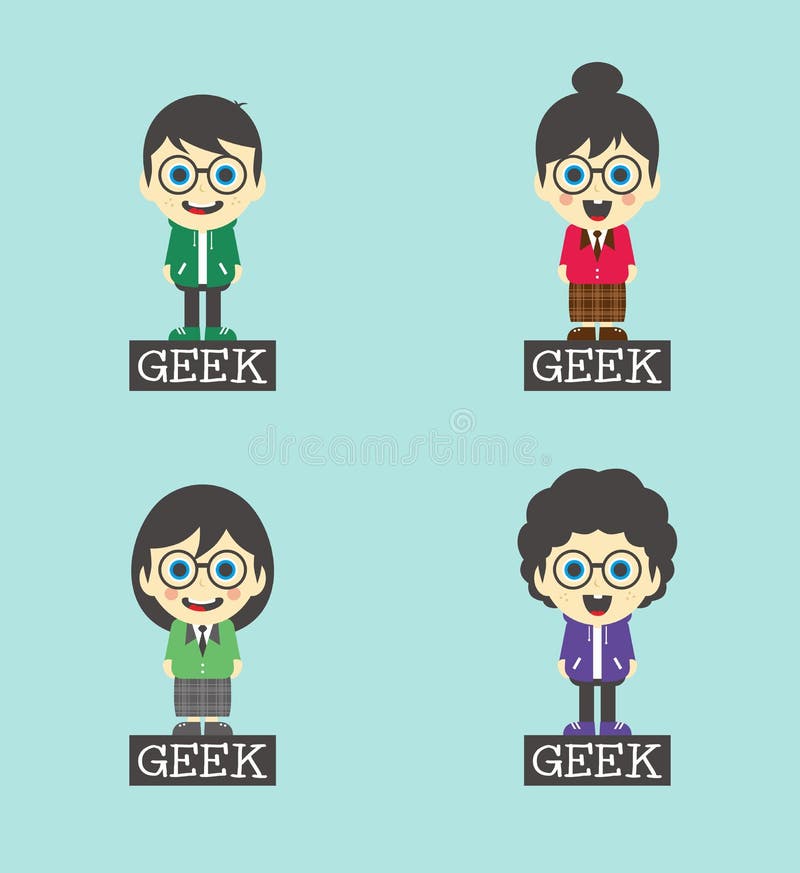 Geek cartoon character set stock vector. Illustration of cute - 46970910