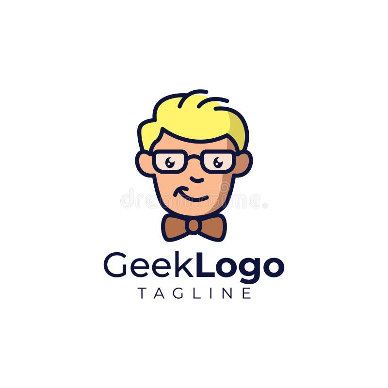 Geek Cartoon Mascot Logo Template Stock Vector - Illustration of ...