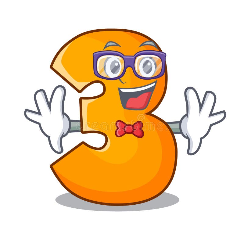 Geek Cartoon Number Three on the Wall Stock Vector - Illustration of ...