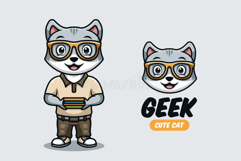 Geek Cat Mascot stock vector. Illustration of mascot - 215323017