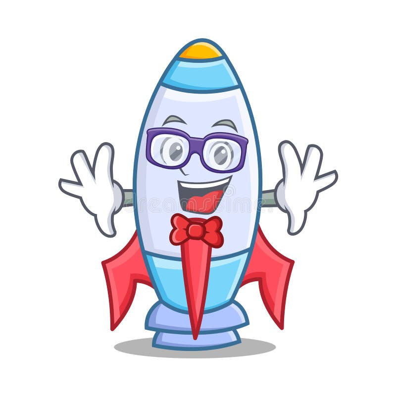 Geek Cute Rocket Character Cartoon Stock Vector - Illustration of happy ...