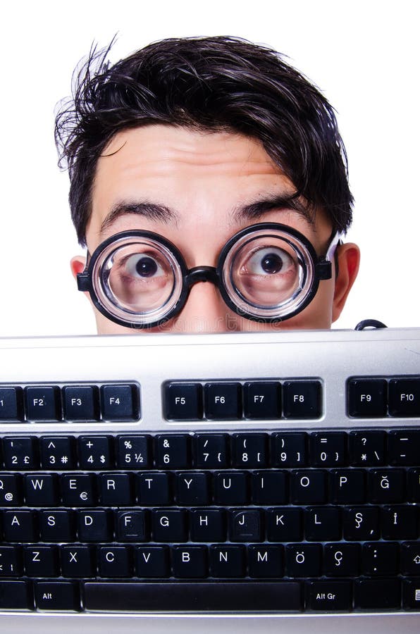 Geek Divertente Del Computer Fotografia Stock - Immagine di tipo ...