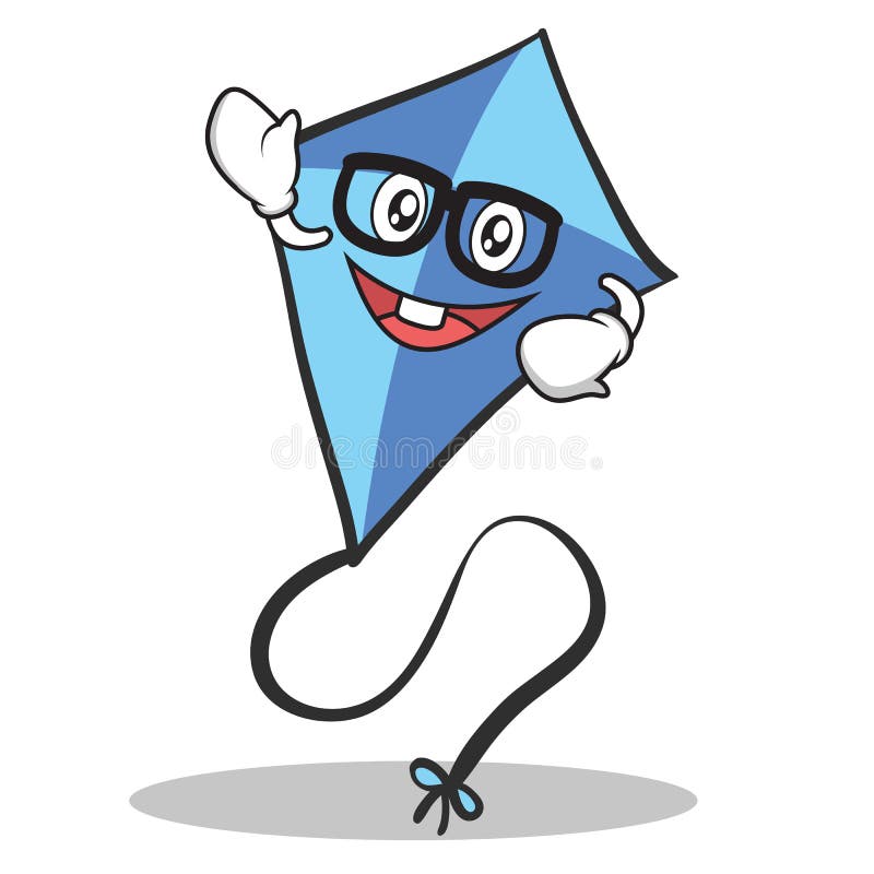 Geek Face Blue Kite Character Cartoon Stock Vector - Illustration of ...