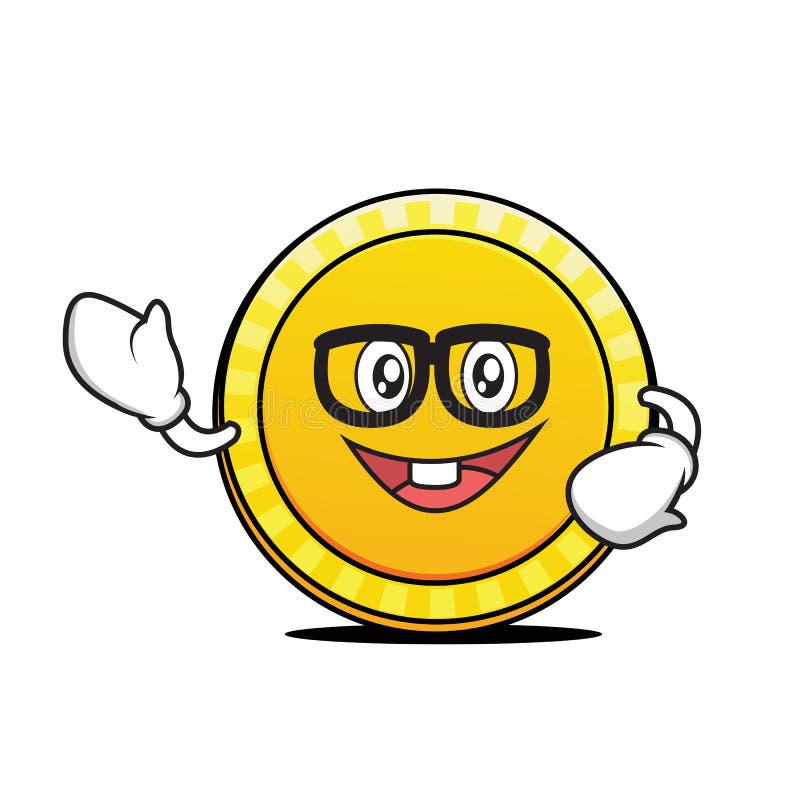 Geek Face Coin Cartoon Character Stock Vector - Illustration of face ...