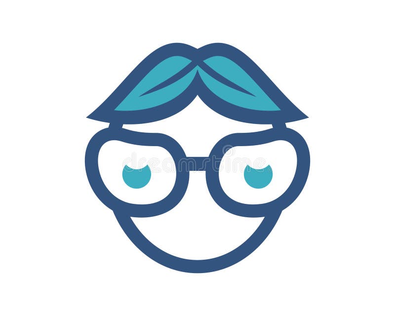 Geek Head with Hairstyle Wearing Glasses for Logo Design Illustration ...