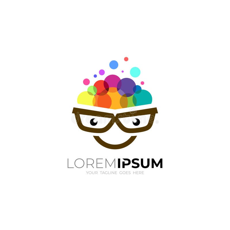 Geek Logo, Smart and Colorful Brain Logo, Intelligence Icon Stock ...