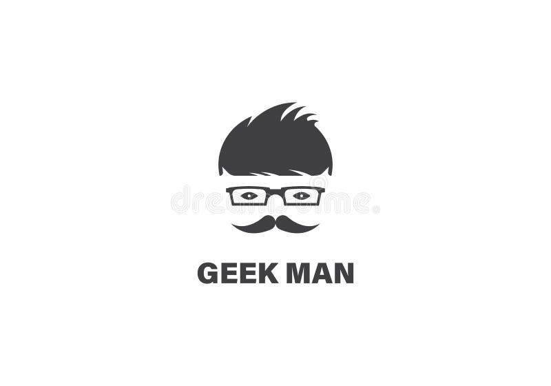 Geek Man Vector Style Logo Design Template Stock Illustration ...