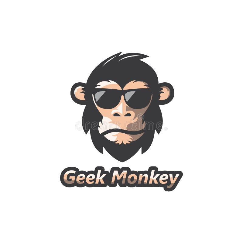 Geek Monkey Vector Icon Logo Illustration Stock Vector - Illustration ...
