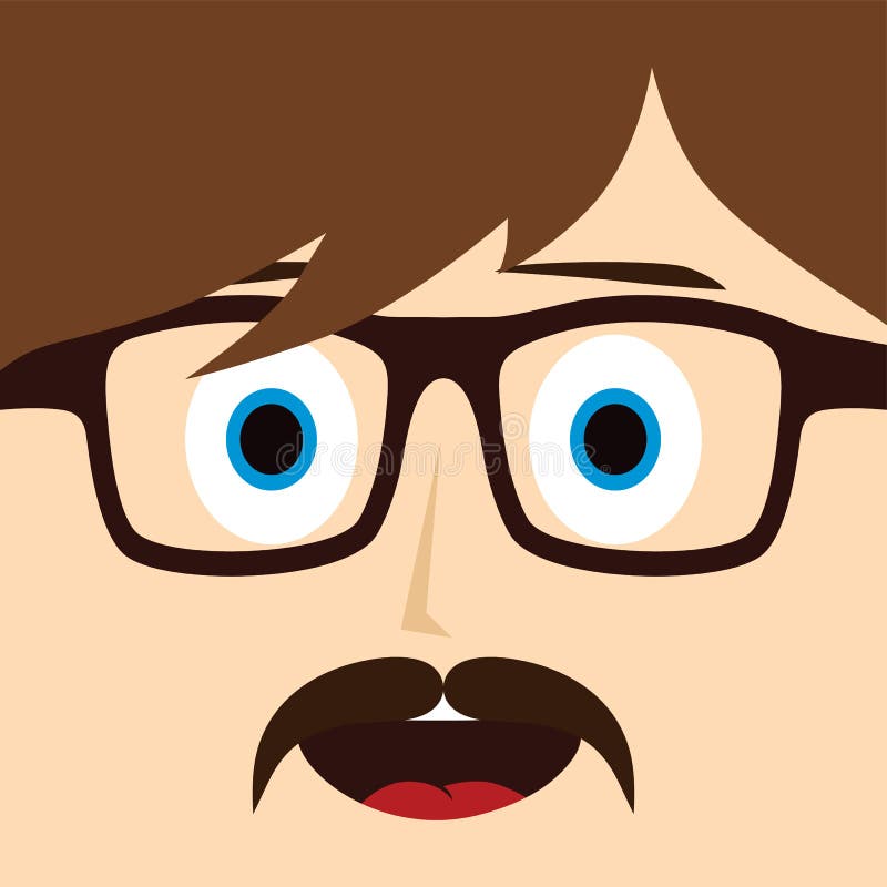 Geek Mustache Guy Cartoon Character Stock Vector - Illustration of ...