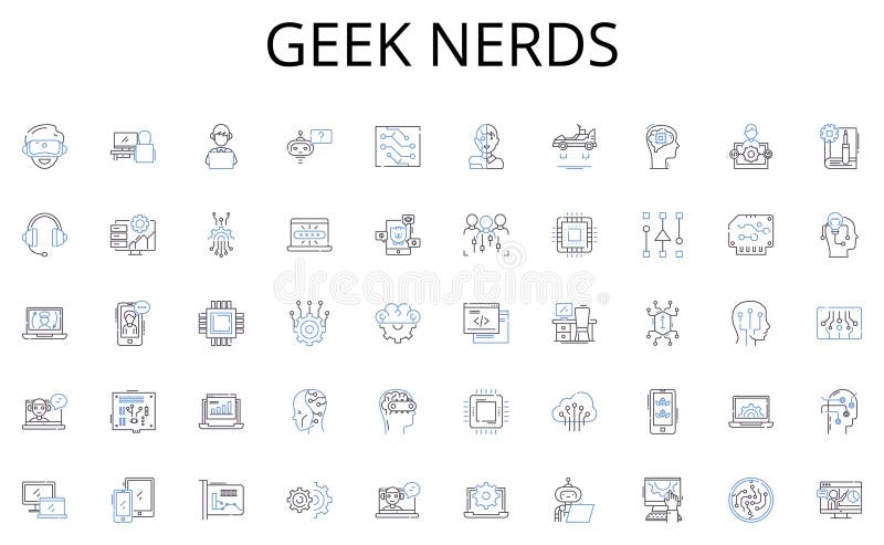 Geek Nerds Line Icons Collection. Innovation, Incubator, Growth ... Geek Nerds Line Icons Collection. Innovation, Incubator, Growth ...