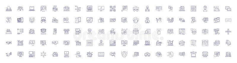 Geek Nerds Line Icons Signs Set Design Collection Of Geek Nerds Technology Programmer