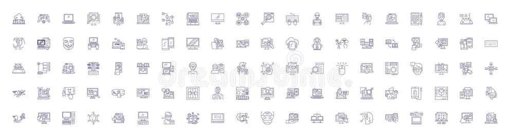 Geek Nerds Line Icons Signs Set Design Collection Of Geek Nerds Technology Programmer
