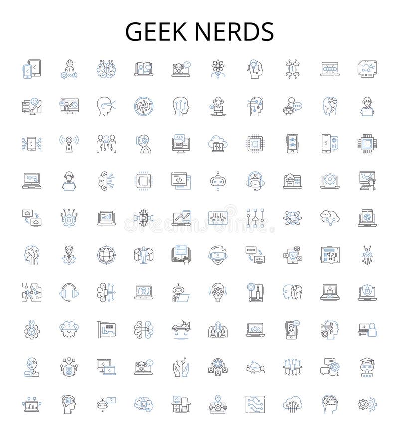 Geek Nerds Outline Icons Collection. Geeks, Nerds, Hackers, Gamers ...
