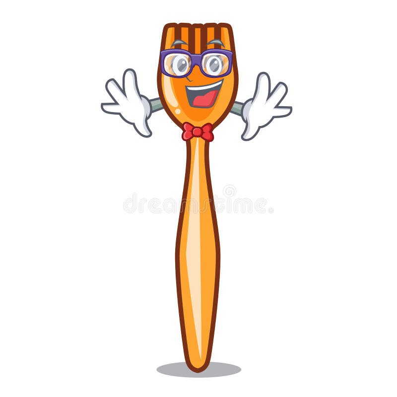Geek Plastic Fork Cartoon with the Isolated Stock Vector - Illustration ...