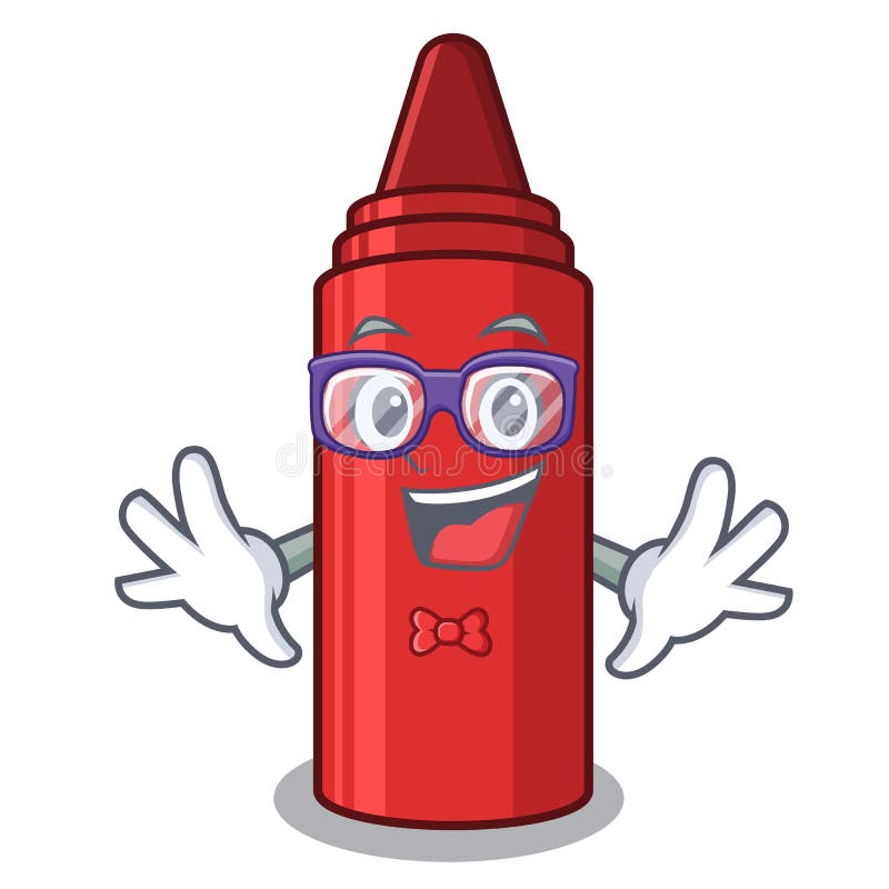 Geek Red Crayon in the Character Shape Stock Vector - Illustration of ...