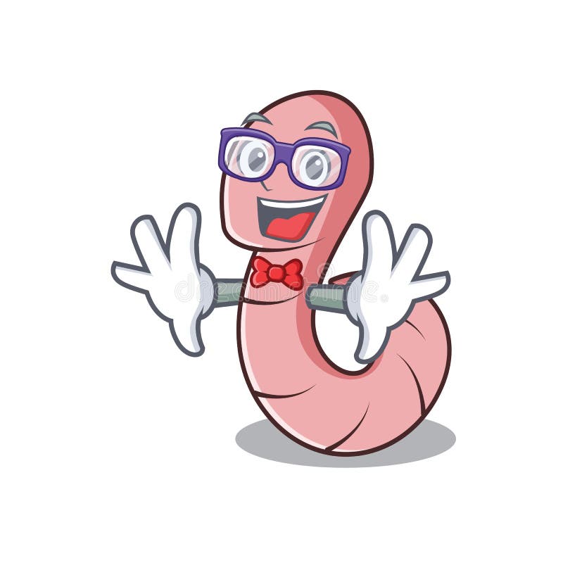Geek Worm Character Cartoon Style Stock Vector - Illustration of ...