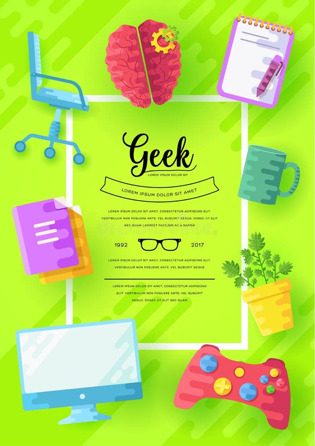 It Geeks Vector Brochure Cards Set. Office Professional Developer ...