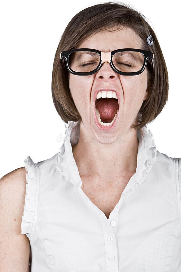 Cute Geeky Female with a Big Cheesy Grin Stock Photo - Image of nerd ...