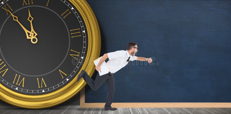 Geeky Young Businessman Running Late Stock Image - Image of deadline ...