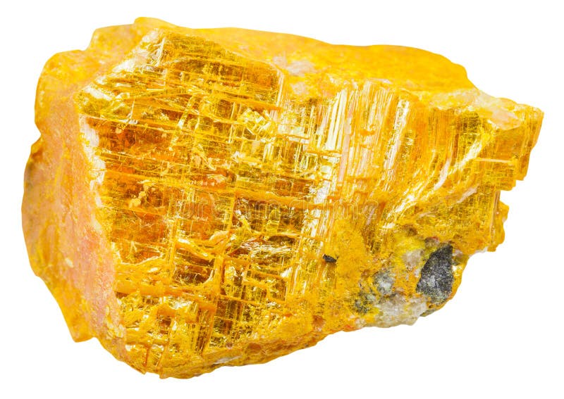 Gele Orpiment Minerale Steen Op Geïsoleerd Dolomiet Stock Foto - Image ...