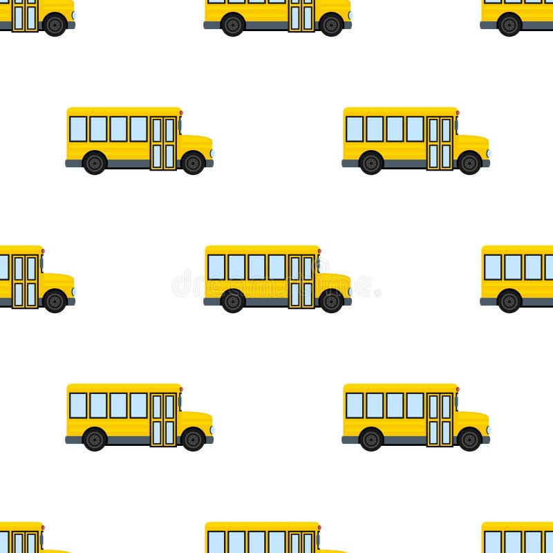 Geel Het Pictogram Naadloos Patroon Van De Schoolbus Vector Illustratie ...