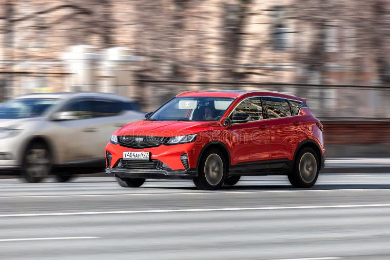 Geely Coolray Driving with a View of the Car from the Front Side ...