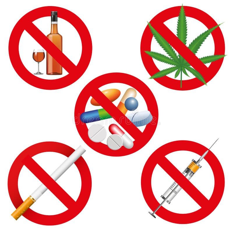 Geen Drugs, Het Roken En Alcohol Vector Illustratie - Illustration of ...