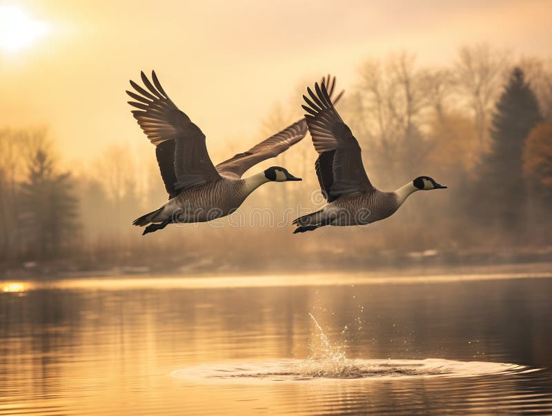 Geese in Flight stock illustration. Illustration of park - 294990640