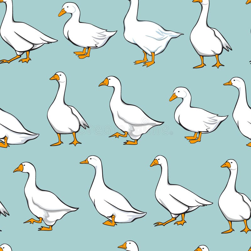 Geese seamless pattern stock vector. Illustration of ornament - 71496325