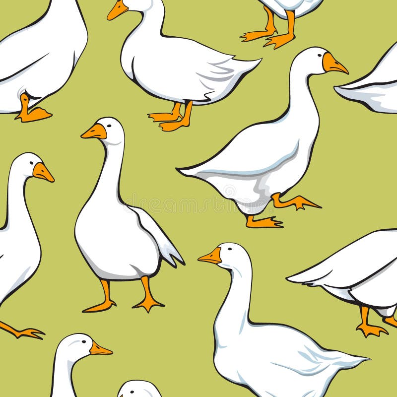 Geese seamless pattern stock vector. Illustration of farm - 71497585