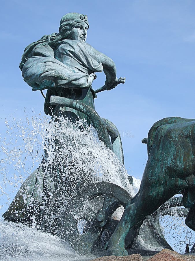 The Gefion Fountain Featuring a Large Scale Group of Oxen Driven by the ...