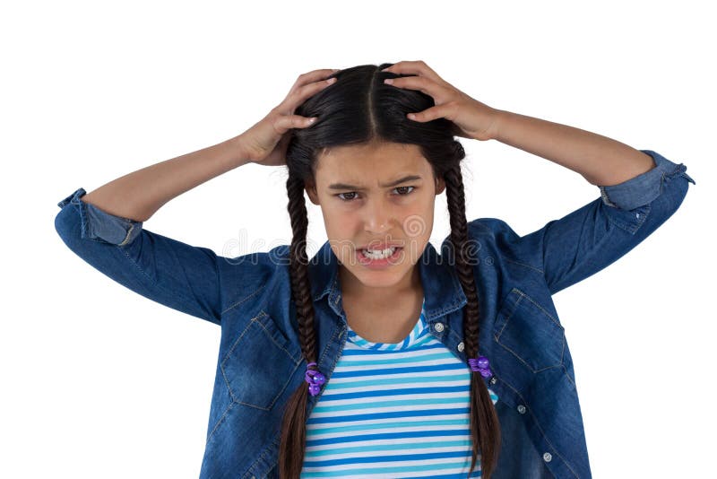Gefrustreerd Meisje Die Haar Hoofd Krassen Stock Foto - Image of ...