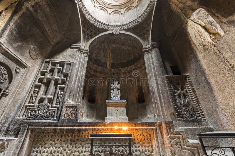 Interiors of Geghard Monastery in Armenia Editorial Stock Photo - Image ...