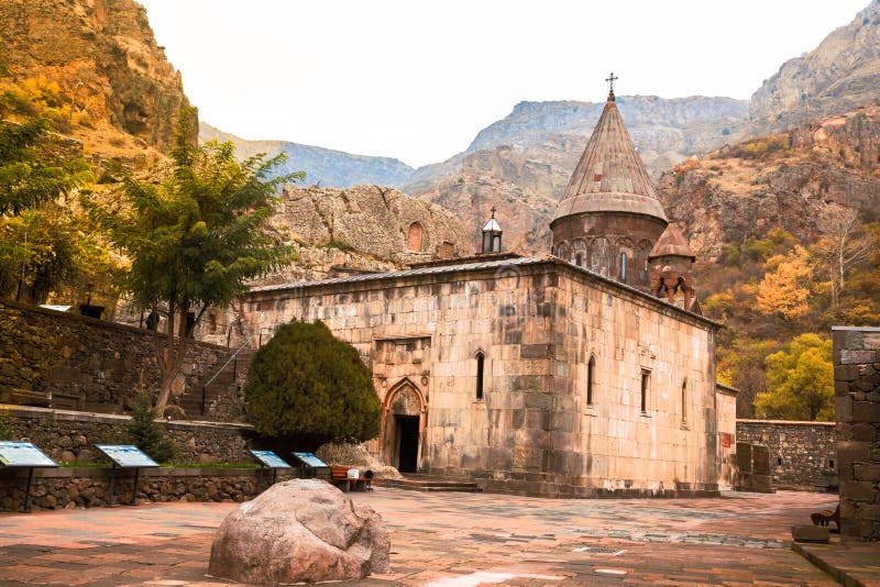 Geghard Monastery Complex stock image. Image of cross - 47897469