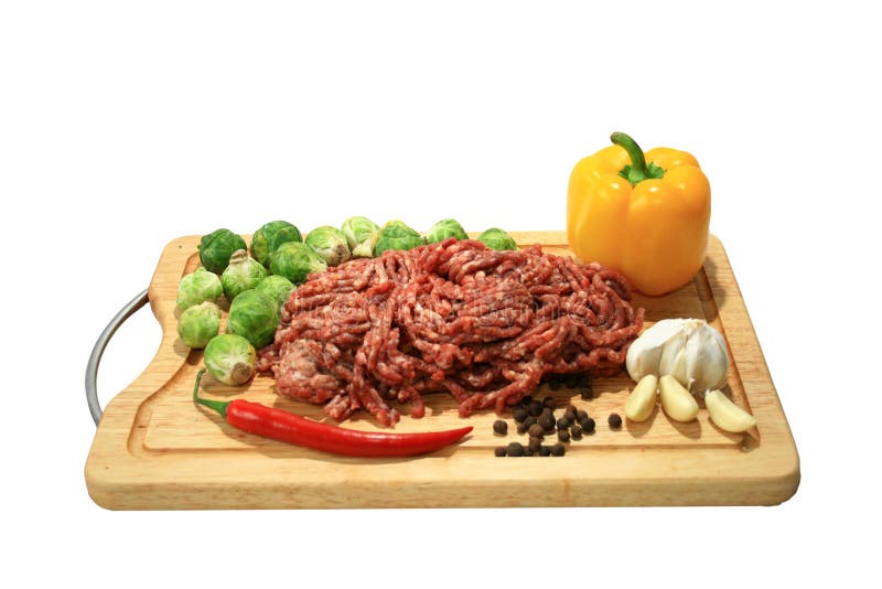 Gehakt stock afbeelding. Image of voedsel, vlees, kruiden - 5480791