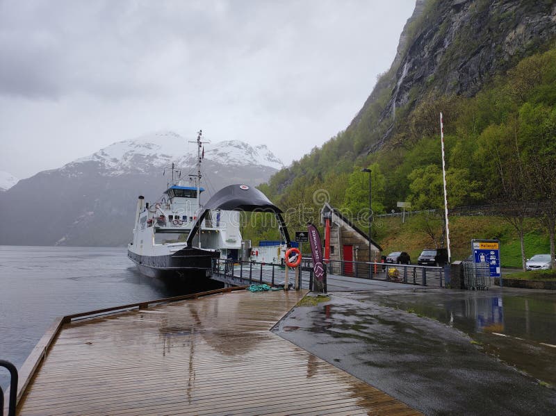 Geiranger Ferry Dock, Norway Stock Photo - Image of panoramic, cruising ...