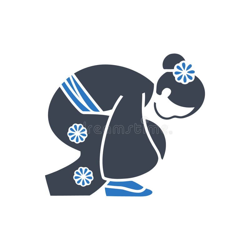 Geisha Bowing Posture Icon stock vector. Illustration of courtesy ...