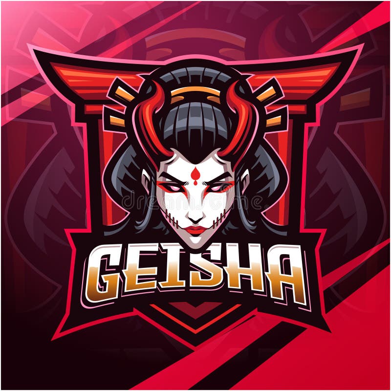 Geisha Head Mascot Logo Design Stock Vector - Illustration of japan ...