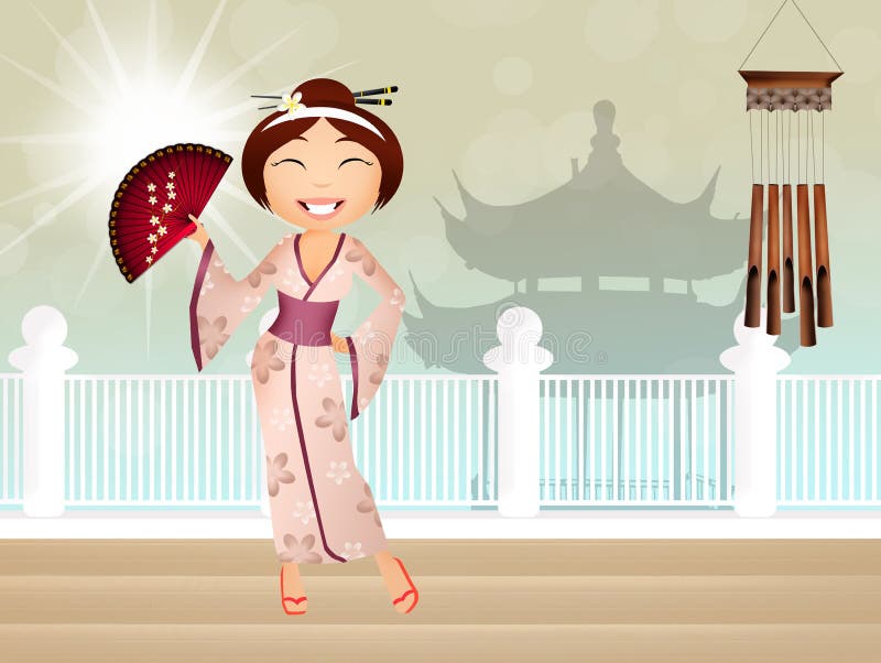 Geisha stock illustration. Illustration of female, bells - 43664014