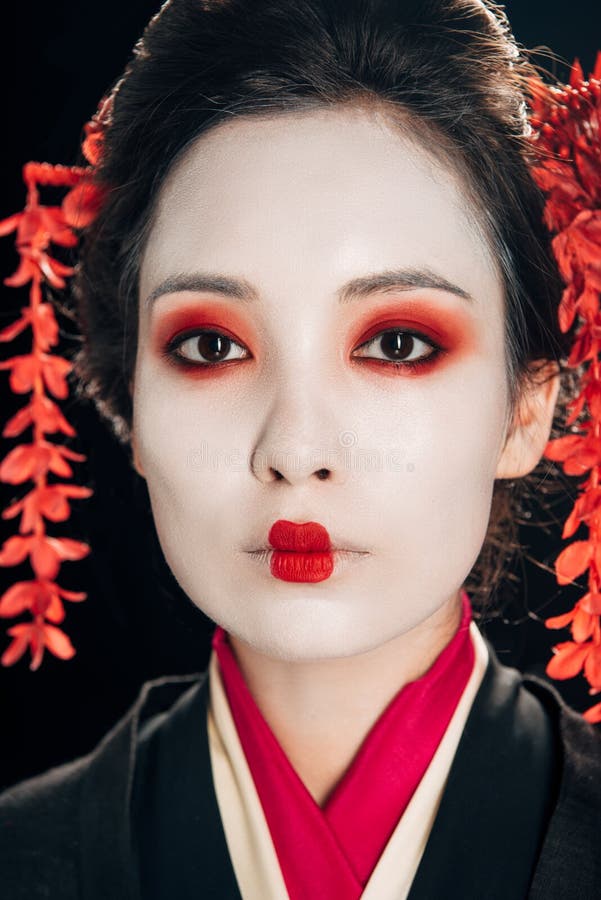 Geisha red lips stock image. Image of beauty, fashion - 48655895