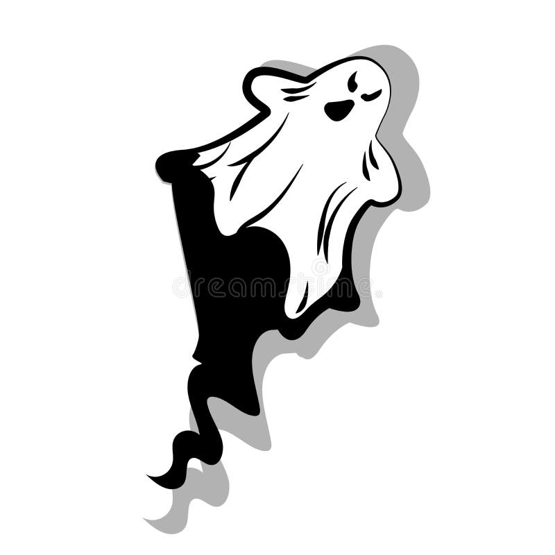 Geist Mit Schatten Karikatur-Halloween-Vektor-Illustration Stock ...