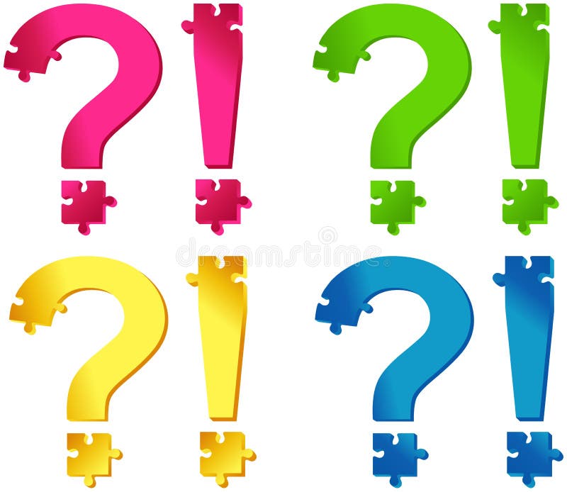 Gekleurde Van De Raadselvraag En Uitroep Tekens Stock Illustratie ...