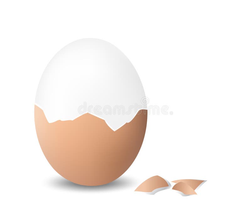 De Reeks Van Het Kippenei Gebroken Witte Shell, Geheel Gekookt En ...