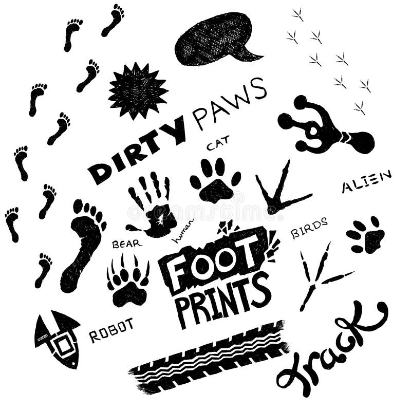 Gekritzel - Schmutzige Tatzen Vektor Abbildung - Illustration von vogel ...