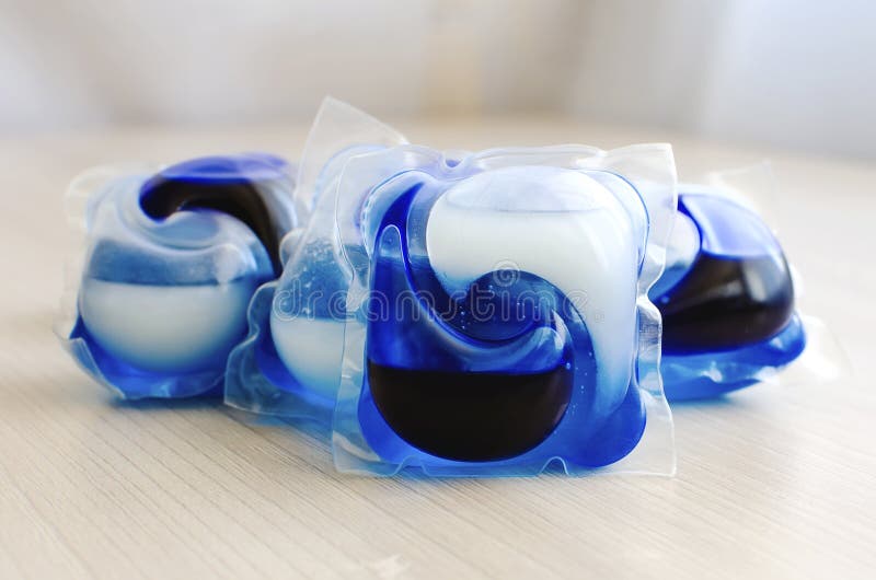 Gel Capsules with Laundry Detergent Close Up Stock Image - Image of ...