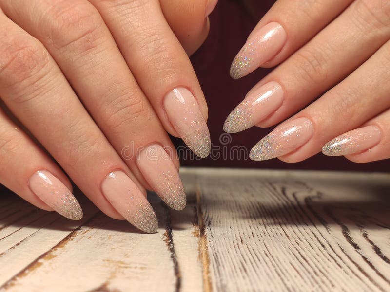 Beautiful Gel Lacquer Manicure on a Textured Trendy Background Stock ...