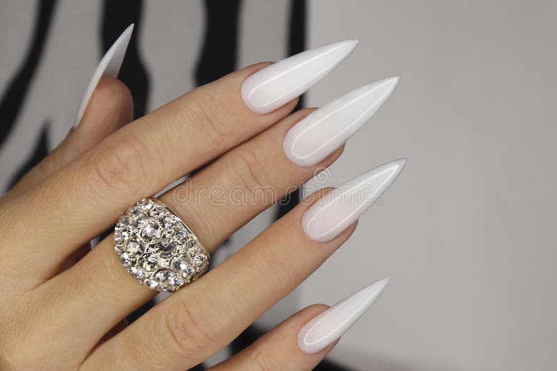 Gel Manicure on the Sharp Shape. Stock Image - Image of black, fingers ...