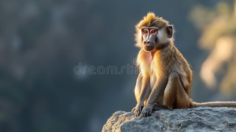 Gelada Baboon on an Ethiopian Cliff, Its Thick Golden Mane Glowing in ...